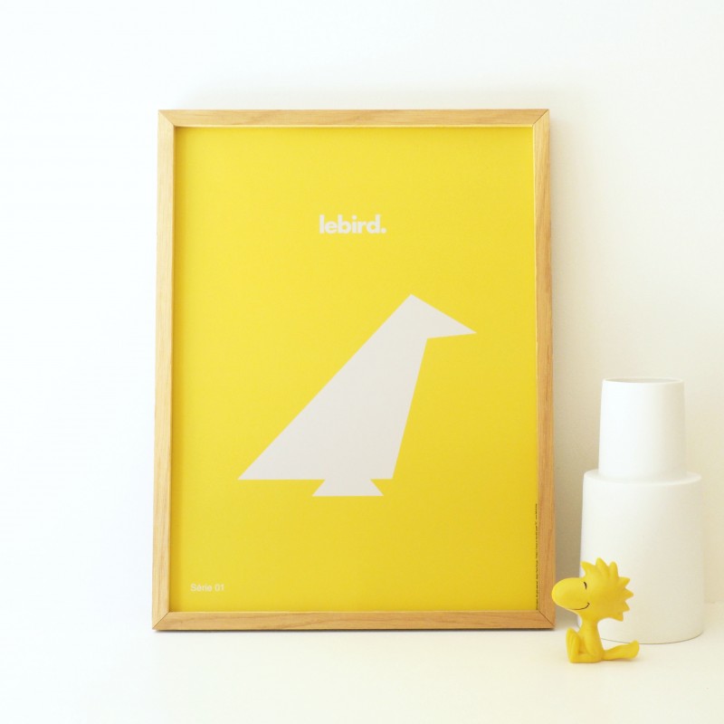 Affiche LeBird. - Blanc, fond jaune - L'INATELIER