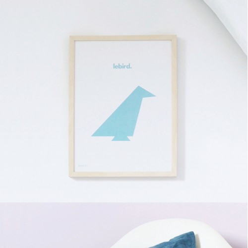Affiche LeBird. - Bleu, fond blanc - L'INATELIER