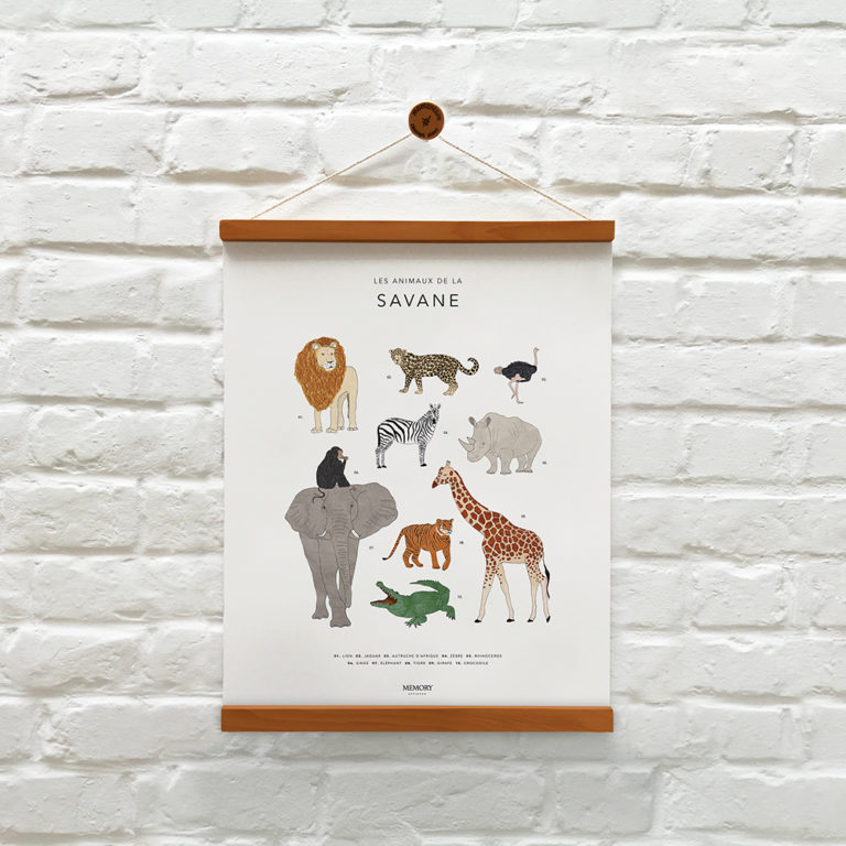 Affiche "Les animaux de la savane" - L'INATELIER