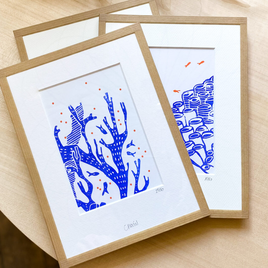 Linogravures Coraux - Morgane Chouin 18 x 24 cm - L'INATELIER