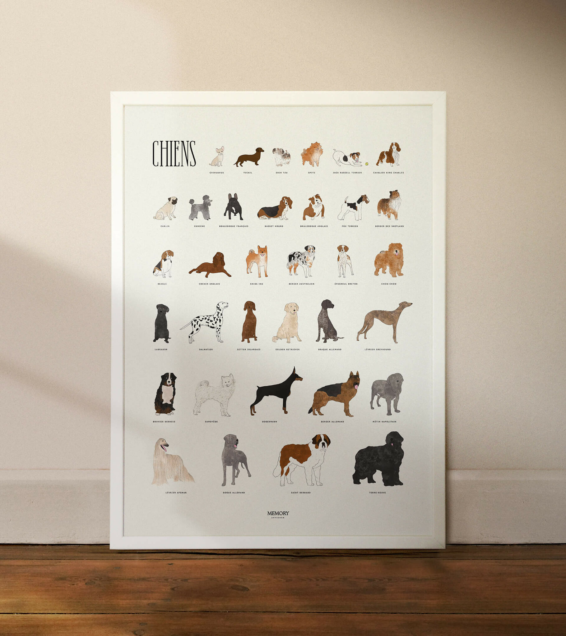 Affiche Chiens - Memory - L'INATELIER Design et artisanat français